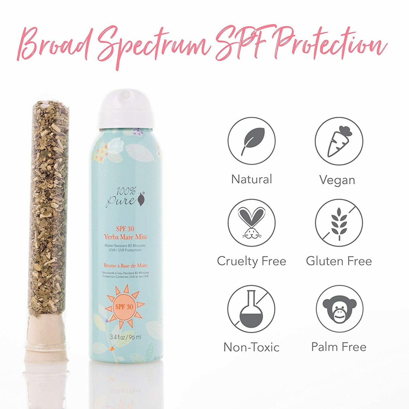 100% Pure Yerba Mate Mist SPF 30 Sunscreen Review